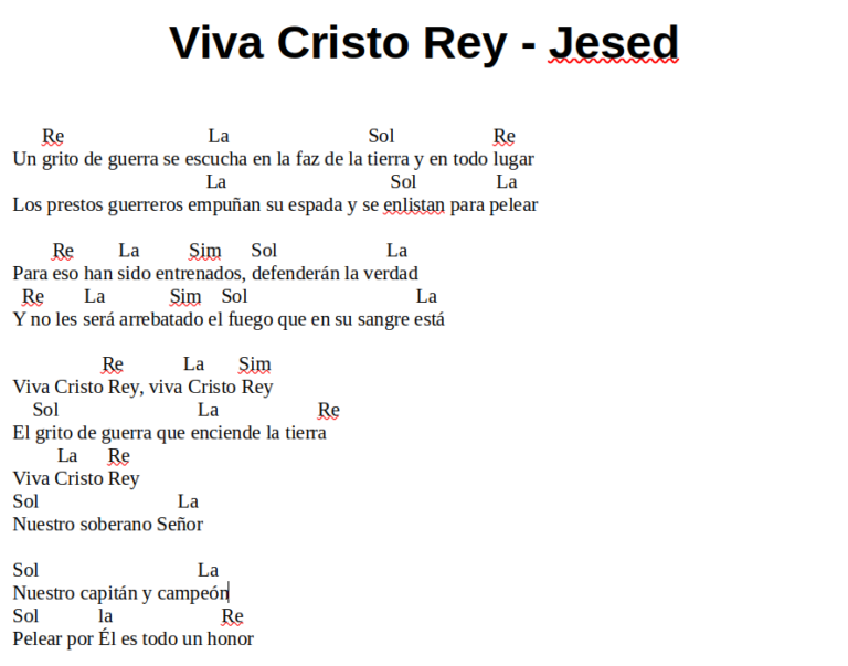Viva Cristo Rey - Jesed Letra y Acordes en PDF - Mi Fe Católica